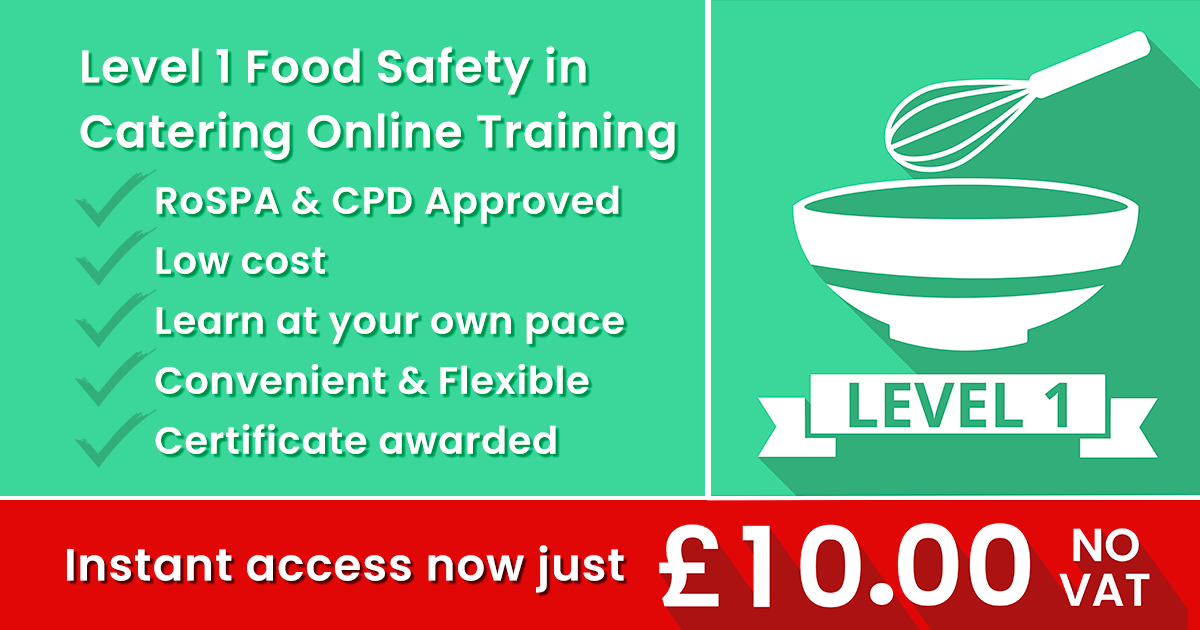 Level 1 Food Safety in Catering Training | Same Day Online Certificate £10